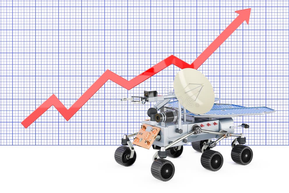 Planetary Rover with Growing Chart, 3D Rendering Stock Illustration ...