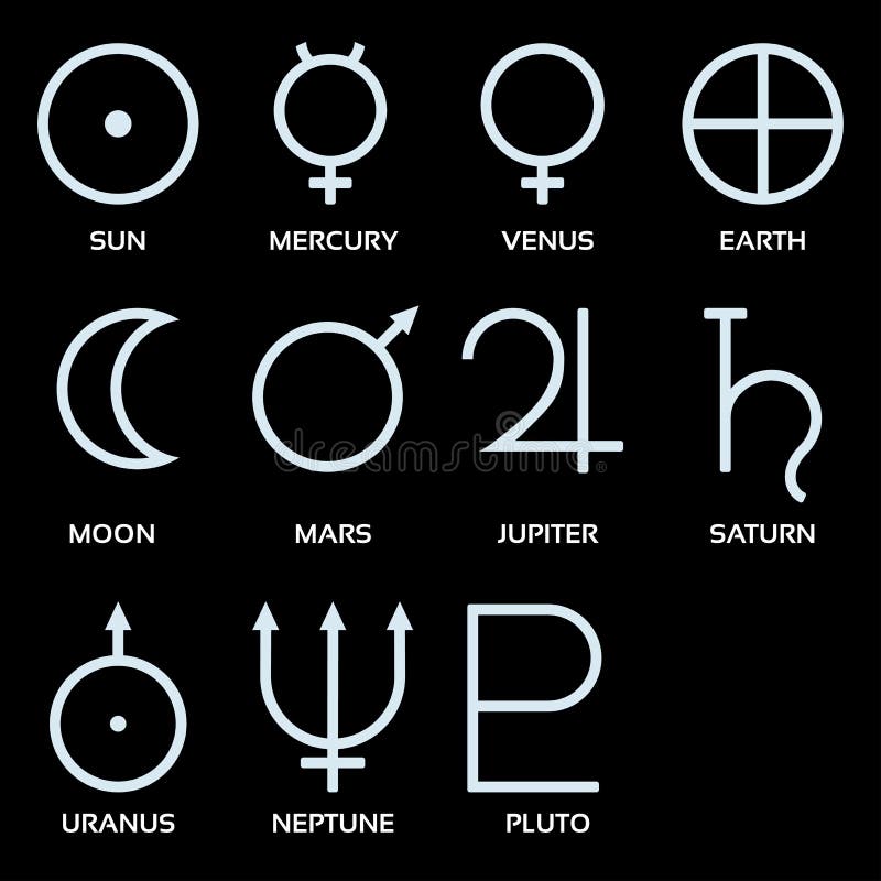Planetary symbols stock vector. Illustration of saturn - 27704445