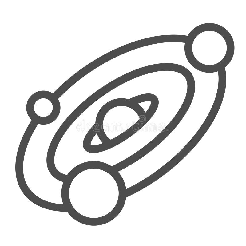 Planetary System with Black Hole Line Icon, Cosmos Concept. Vector ...
