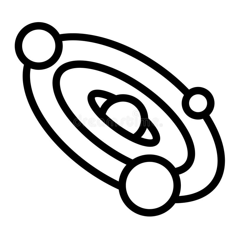 Planetary System with Black Hole Line Icon, Cosmos Concept. Vector ...