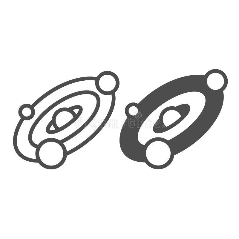 Planetary System with Black Hole Line and Solid Icon, Cosmos Concept ...
