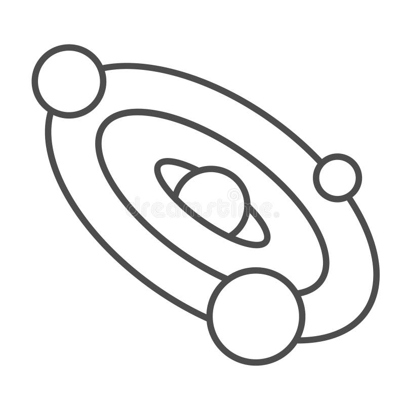 Solar System with Planets Line Icon, Cosmos Concept. Vector Graphics ...