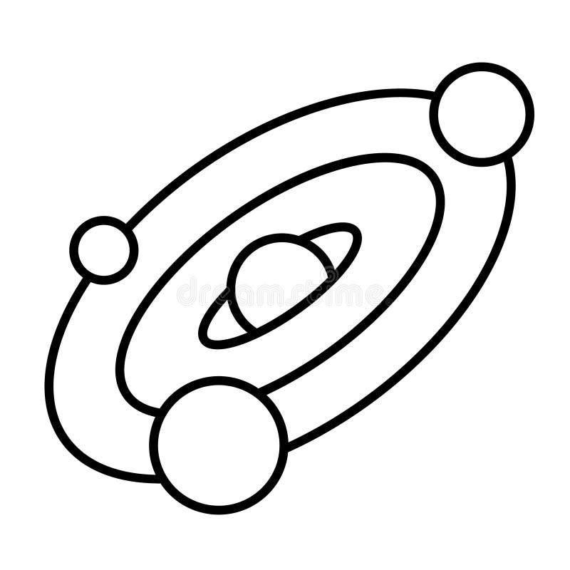 Planetary System with Black Hole Thin Line Icon, Cosmos Concept. Vector ...