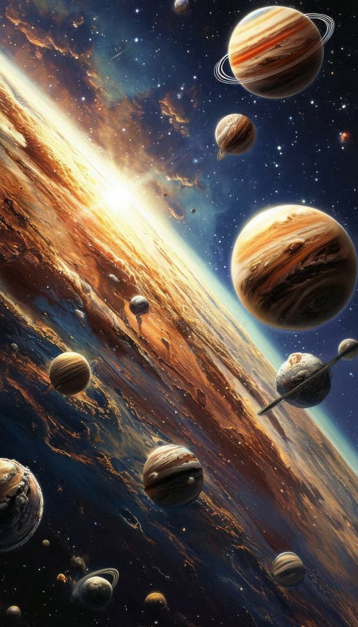 Planetary System with Multiple Planets Stock Illustration ...