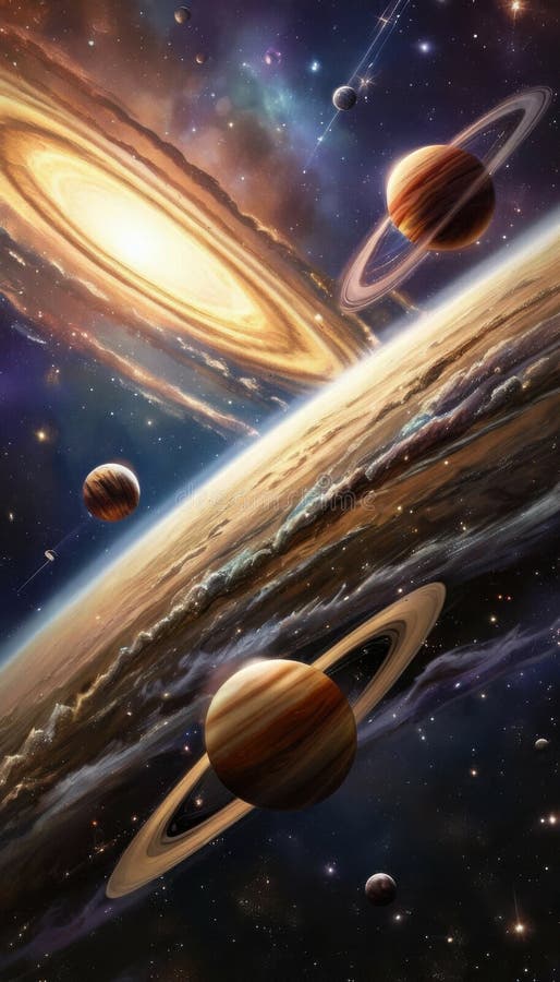 Planetary System with Multiple Planets Stock Illustration ...