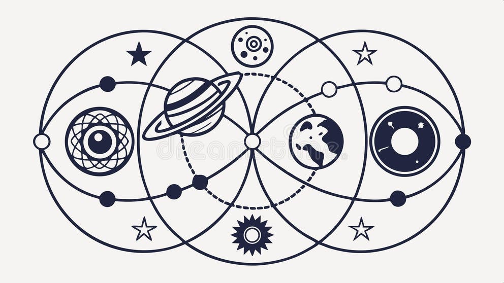 Planetary System Network, Space Bodies, Celestial Mechanics Vector ...
