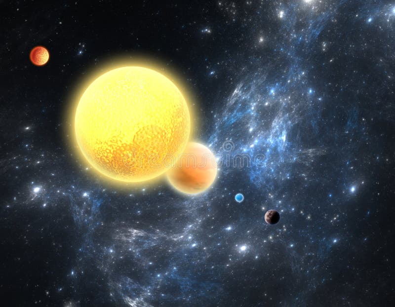 Planetary System with a Red Dwarf Star Stock Illustration ...