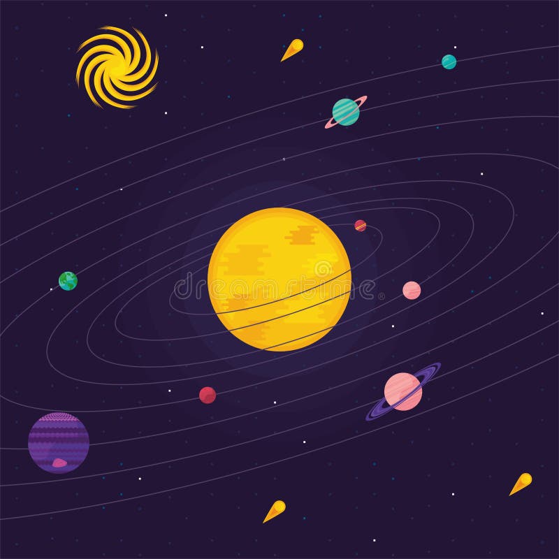 Planetas Orbitando El Universo Ilustración del Vector - Ilustración de ...