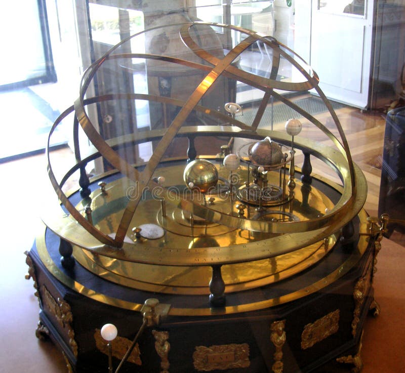 Reloj Del Arte Del Steampunk Del Planetario Con Los Planetas De La Sistema Solar Foto de archivo ...