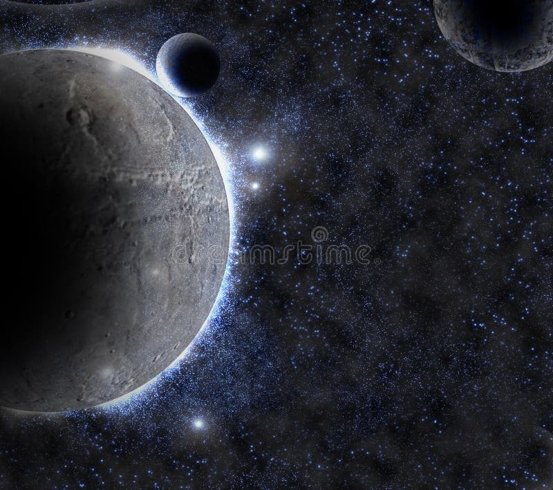 Imaginary Landscape with Planets Stock Illustration - Illustration of ...