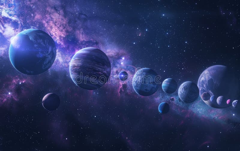 Planets Aligned in the Solar System Showcasing Their Unique Colors and ...