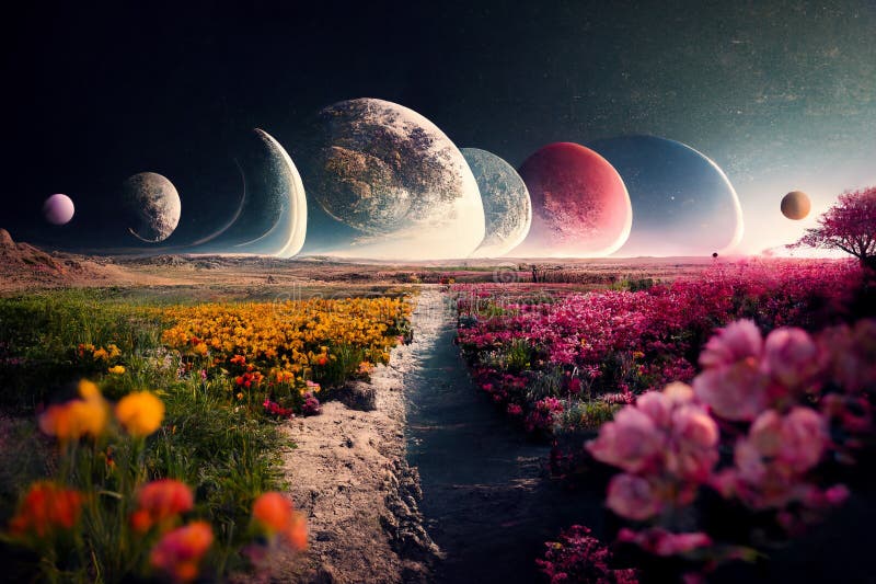 The Planets Aligned in Spring Concept Illustration Stock Illustration ...