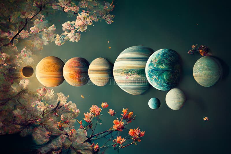 The Planets Aligned in Spring Concept Illustration Stock Illustration ...