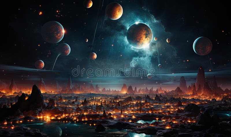 Planets Aligning in Night Sky Stock Image - Image of space, saturn ...