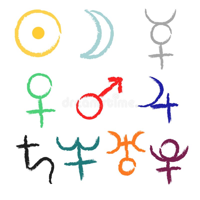 Astrology Planets Calligraphy Stock Vector - Illustration of chiron ...