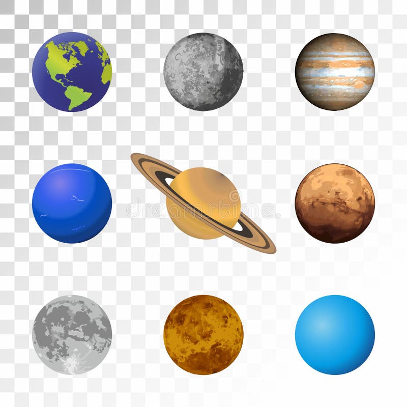 Planets Colorful Set on Transparent Background. Stock Vector ...