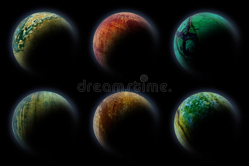Planets in Deep Dark Space. Stock Illustration - Illustration of global ...