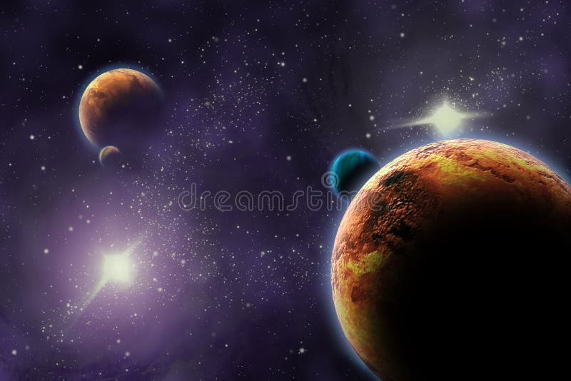 Planets in Deep Dark Space. Stock Illustration - Illustration of ...
