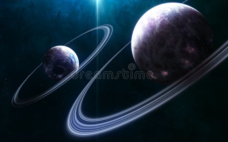 Planets in Deep Space. Beautiful Cosmic Landscape Stock Illustration ...