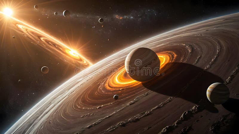 Planets in Deep Space. Science Fiction Wallpaper Stock Illustration ...