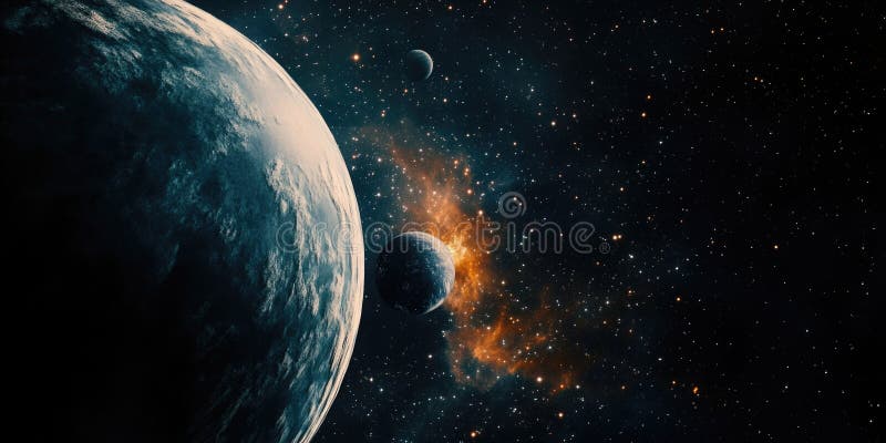 Planets in the Distance, Space Scene Stock Photo - Image of universe ...