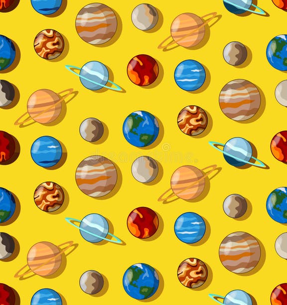 Planets Flat Universe Pattern Stock Vector - Illustration of icon ...