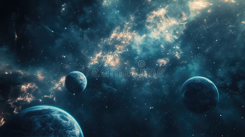 Planets Floating in Sky stock image. Image of environment - 376439239