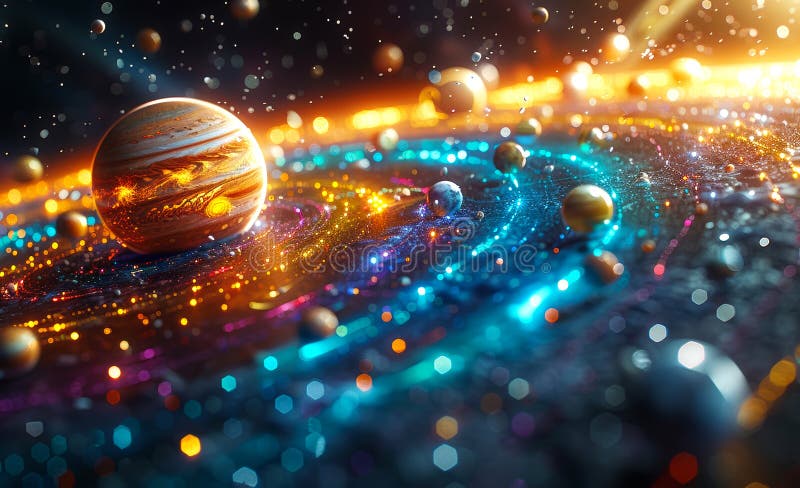 Planets and Galaxies Science. a Solar System with Each Planet ...