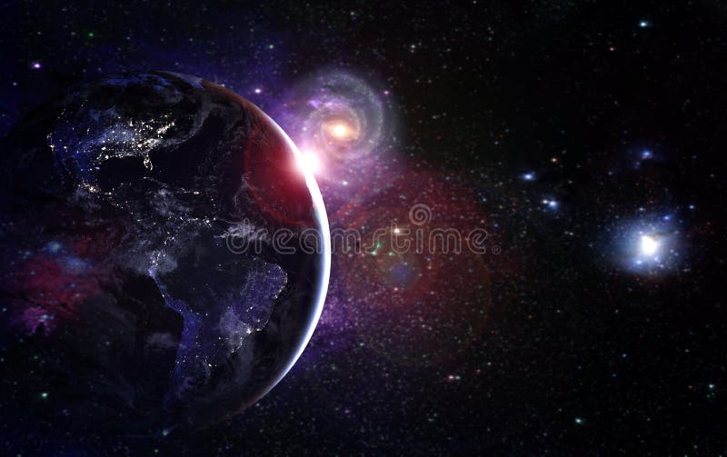 Planets and Galaxy in Outer Space. Stock Illustration - Illustration of ...