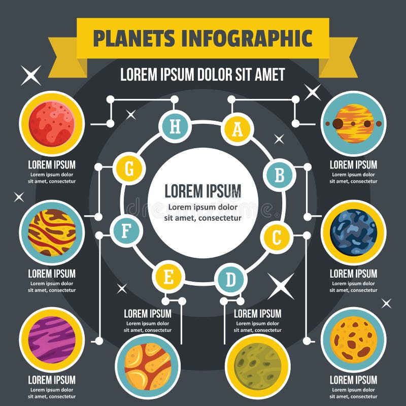Planets Infographic Concept, Flat Style Stock Vector - Illustration of ...