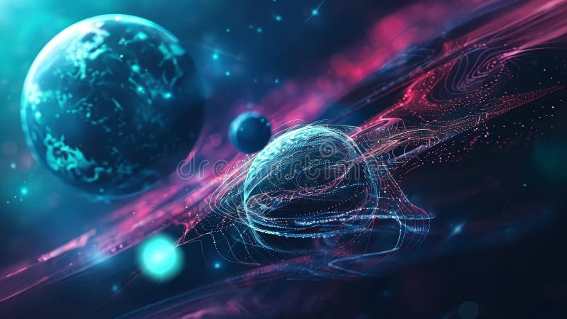 Futuristic Technology Connecting Planets in a Vibrant Galaxy Stock ...