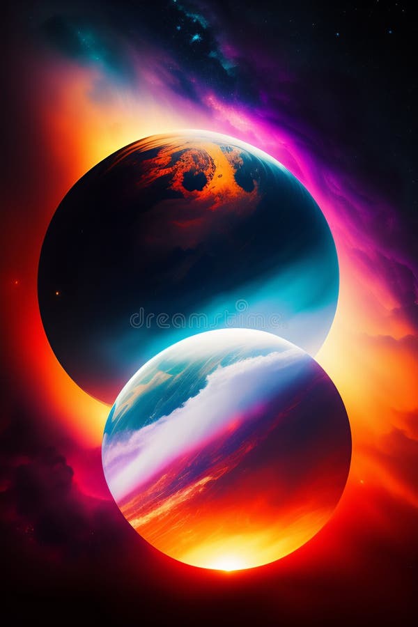 2 planets near each other stock illustration. Illustration of circle ...
