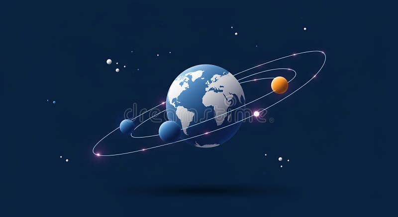 Planets in Orbit - Space Exploration Visualization Stock Illustration ...