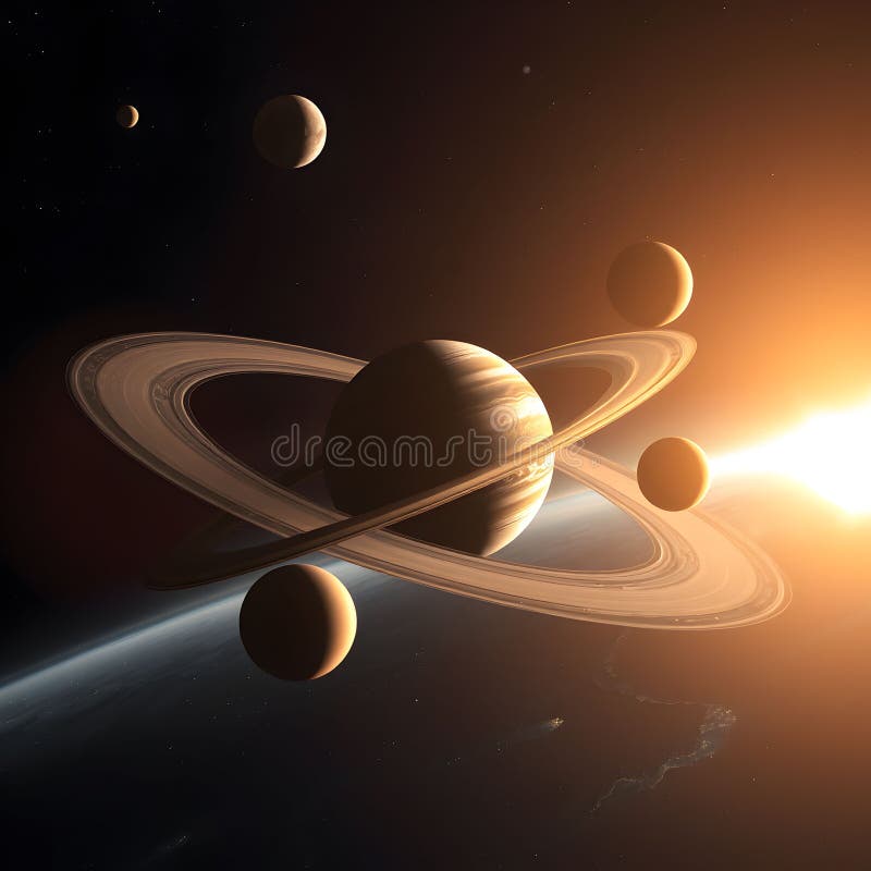 Planets orbiting on space stock illustration. Illustration of fantasy ...