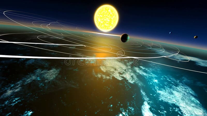Orbiting Planets and Solar System Simulation in Space View Stock ...