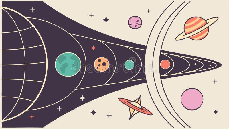 Planets Orbiting Sun, Solar System and Astronomical Phenomenon Vector ...