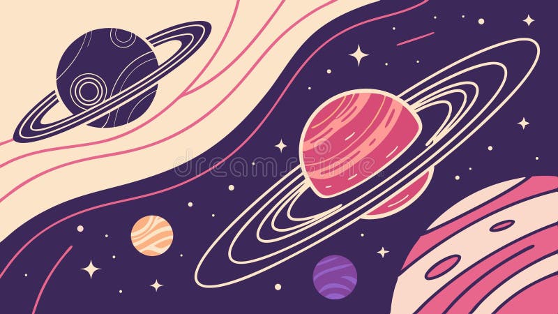 Planets with Orbits Design, Solar System , Space Science Art Vector ...