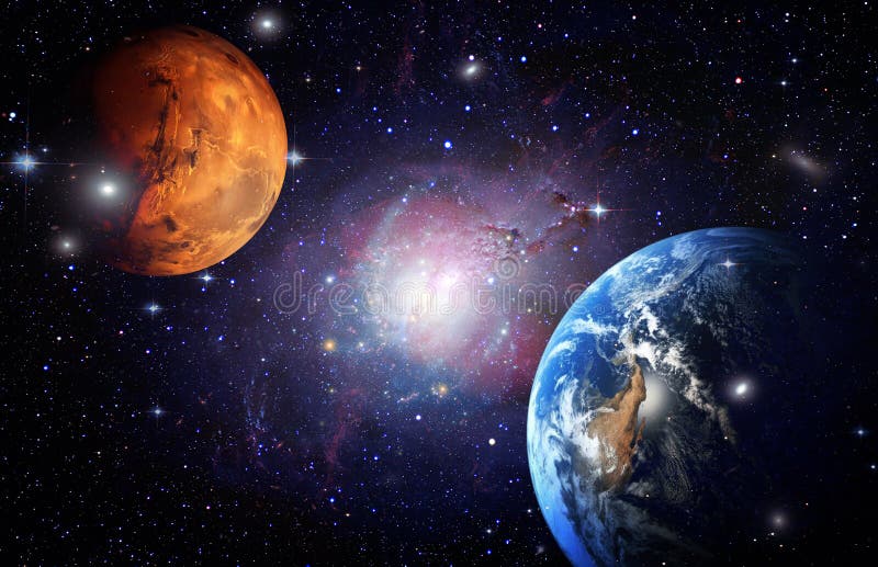 Planets in Outer Space Against the Backdrop of Galaxies and Nebulae ...