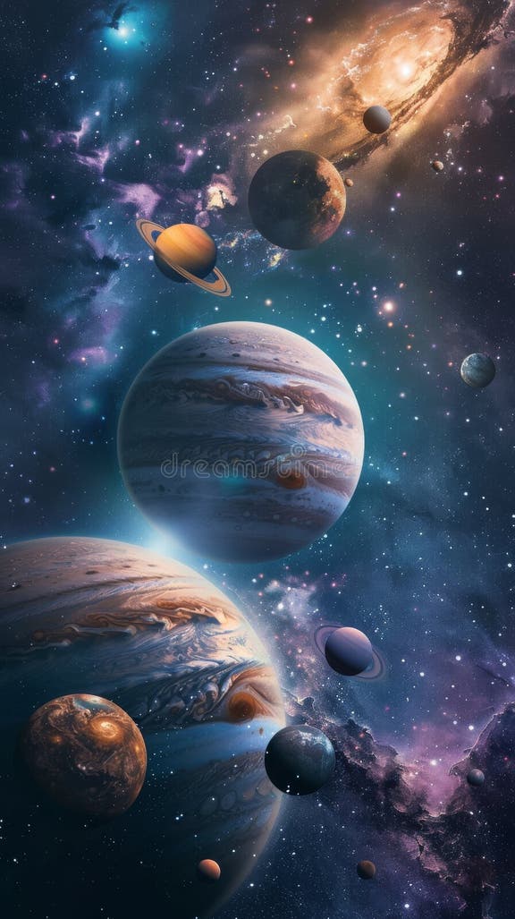 Planets in Outer Space Against a Starry Background, Cosmic Concept ...