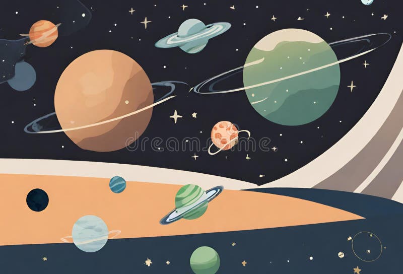 Planets in Outer Space Background Generative AI Stock Illustration ...