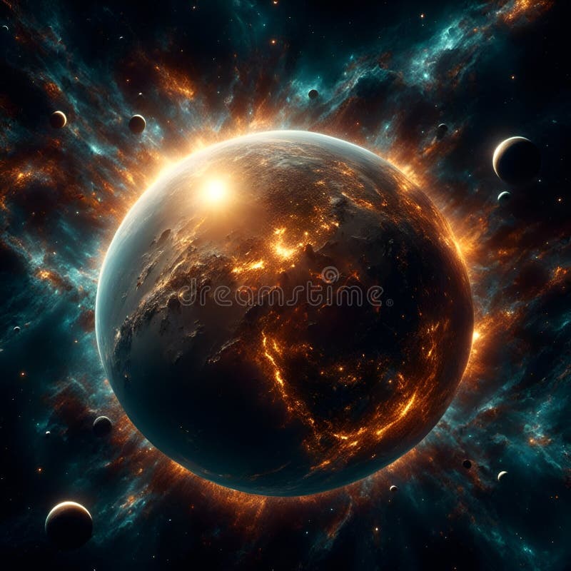 The Planets in Outer Space, with Bright Stars and Nebulas Stock ...