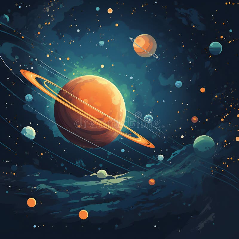 Planets in Outer Space with Stars and Planets. Vector Illustration ...