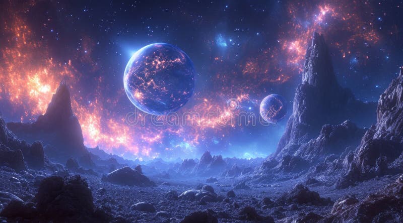 Planets Over a Large Region of Space Stock Photo - Image of science ...