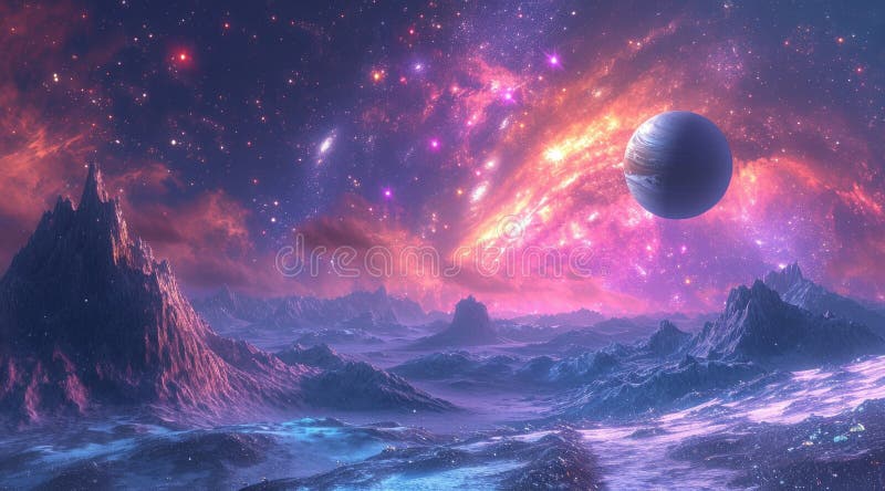 Planets Over a Large Region of Space Stock Image - Image of moon ...