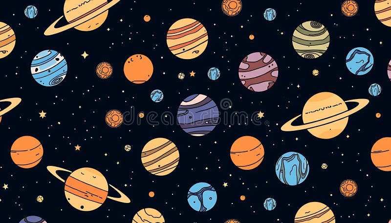 Planets Pattern Background Space, Cosmic Design, Universe Theme, Stock ...