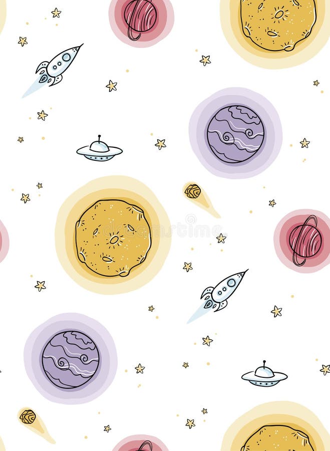 Planets pattern stock illustration. Illustration of yellow - 45754283