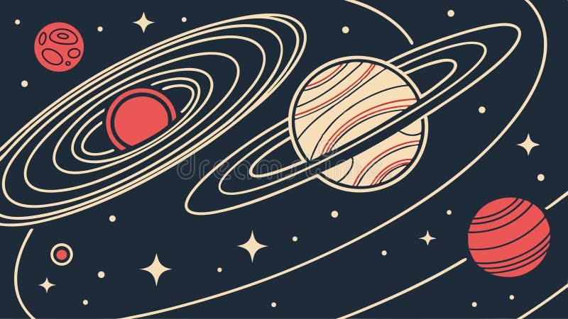 Planets with Rings Illustration, Space Astronomy Art, Vector Design ...