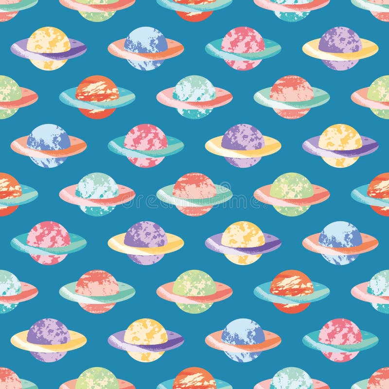 Planets with Rings Vector Repeat Pattern Stock Vector - Illustration of ...