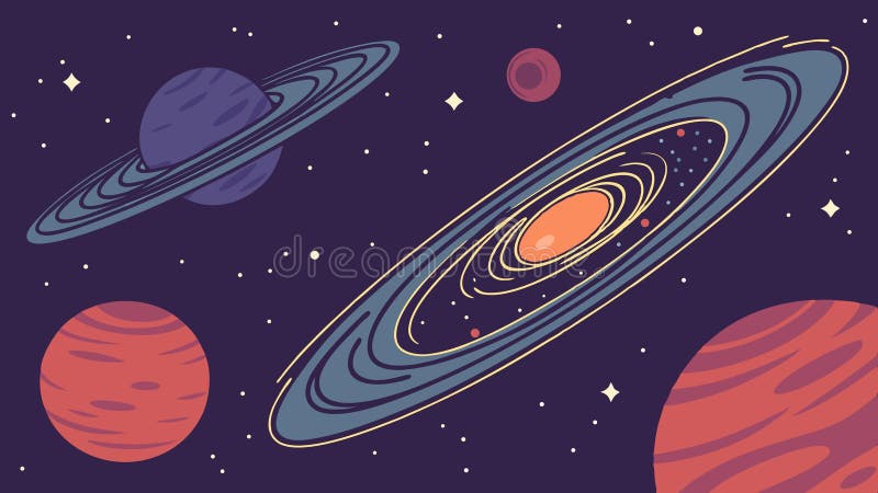 Planets with Rings, Solar System Vector Design Generative AI Stock ...