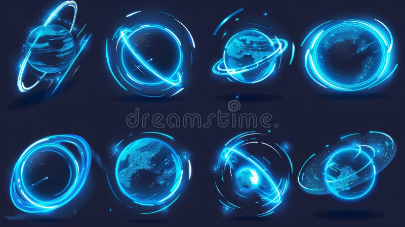 Planets Rotating Isolated on White Background. Cartoon Illustration of ...